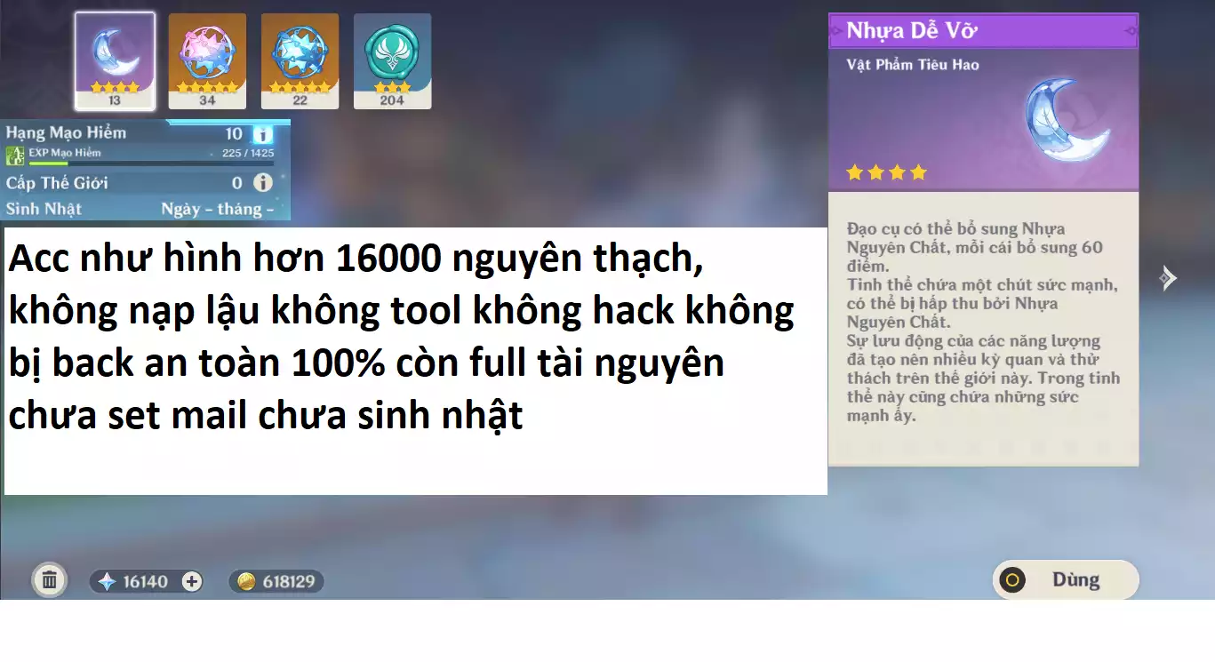 Chi tiết acc Reroll #112742